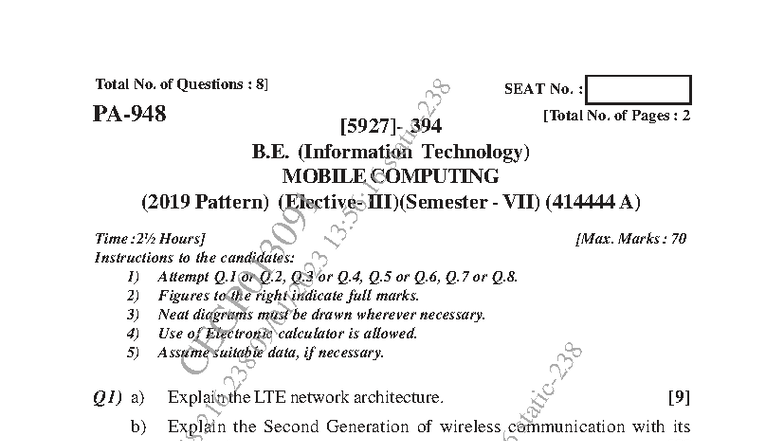 B.E. (IT) Mobile Computing Exam Notes - Nov Dec 2022 - Studocu