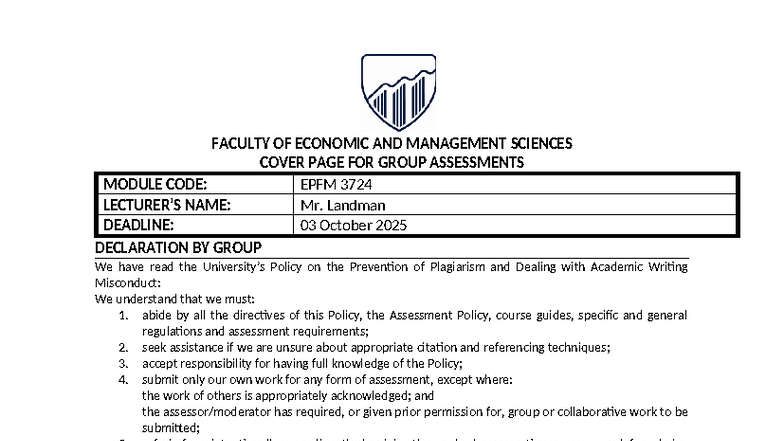 EPFM 3724 Group Assessment: Performance Management Strategies - Studocu