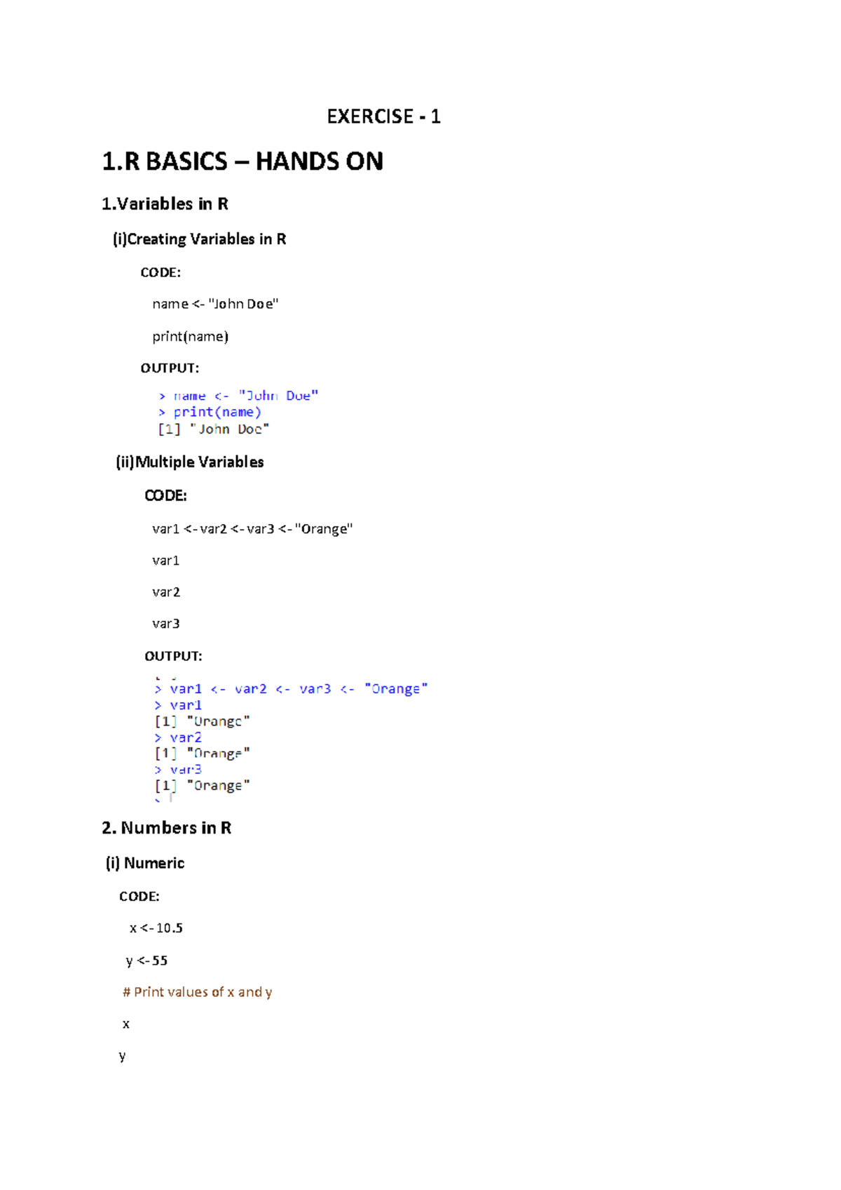 R Programming Lab Manual - Hands-On Exercises and Code Examples - Studocu