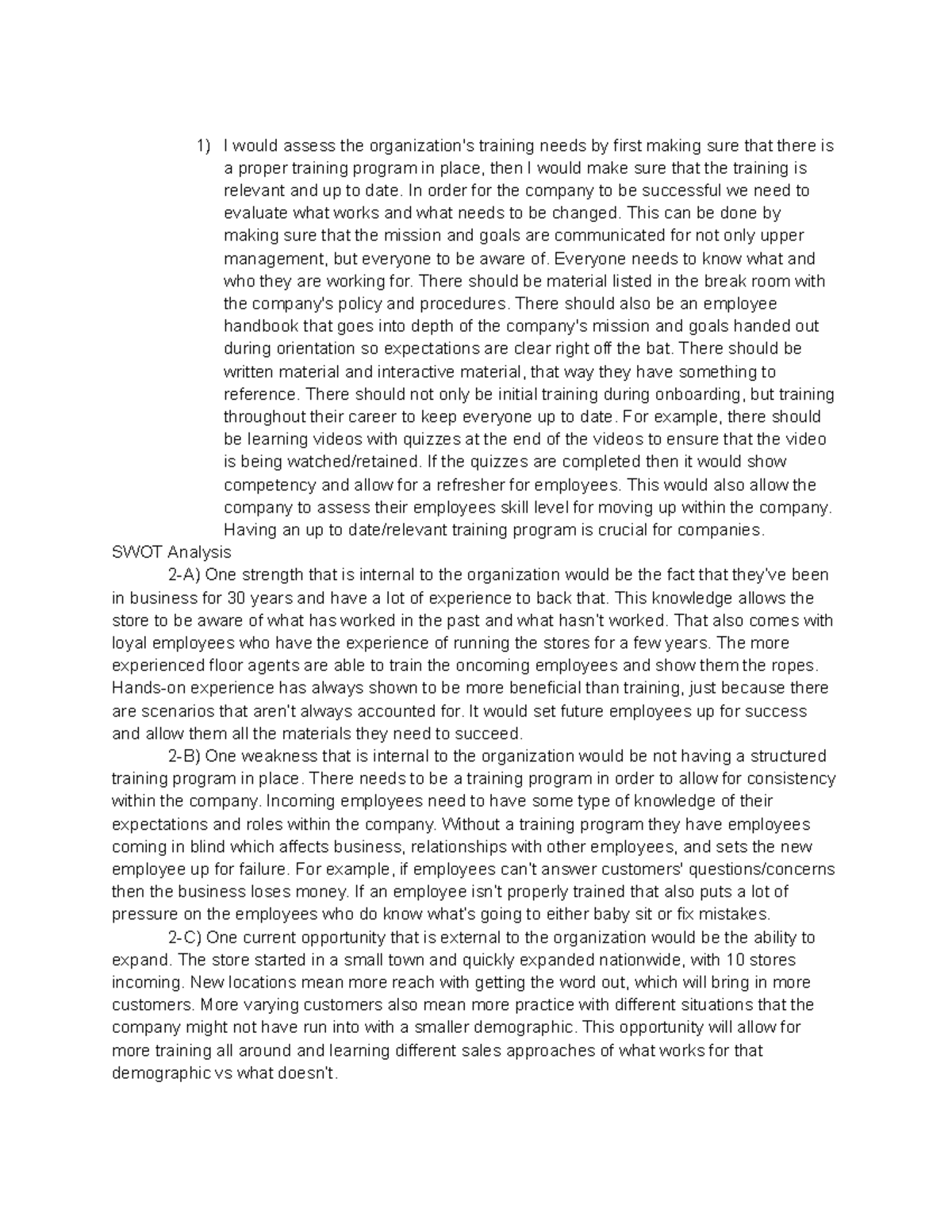 D353 Task 1 - Assessing Training Needs and Program Effectiveness - Studocu