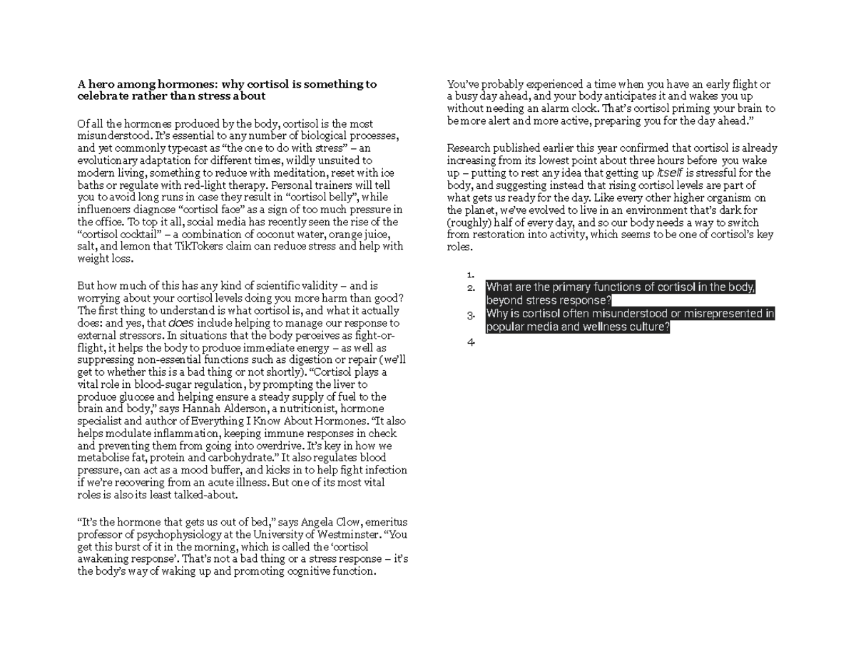 Cortisol Uncovered: Understanding Its Role Beyond Stress - Reading ...