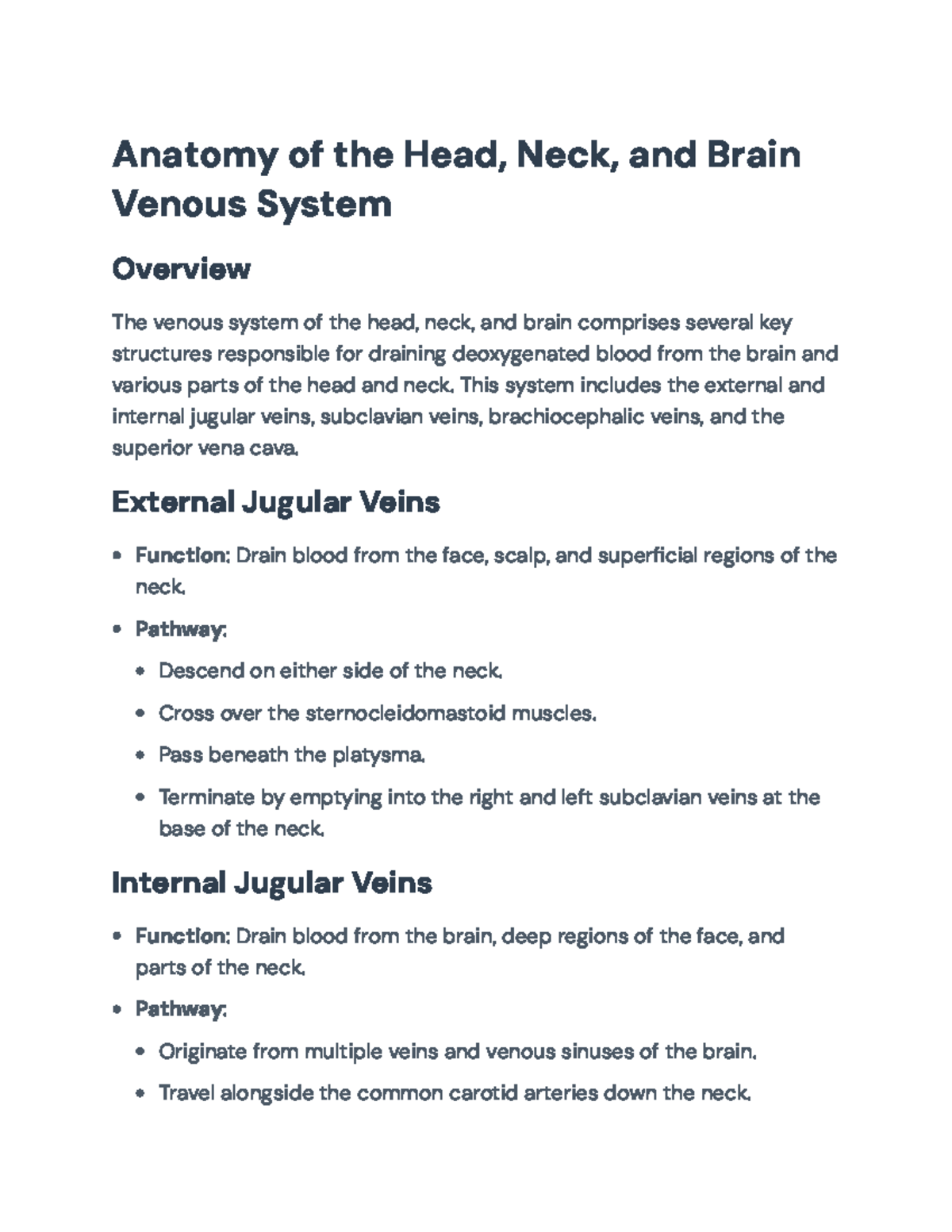 Anatomy of the Head, Neck, and Brain: Venous System Overview - Anatomy ...