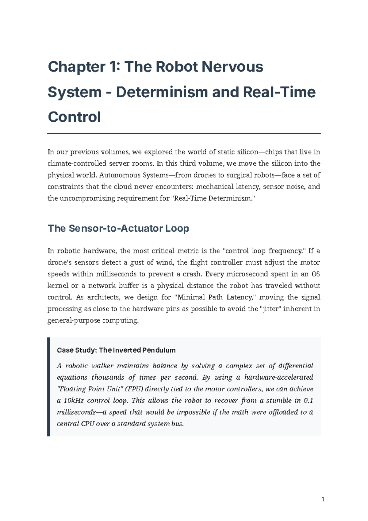 Book3 Chapter 1: The Robot Nervous System - Control & Determinism - Studocu
