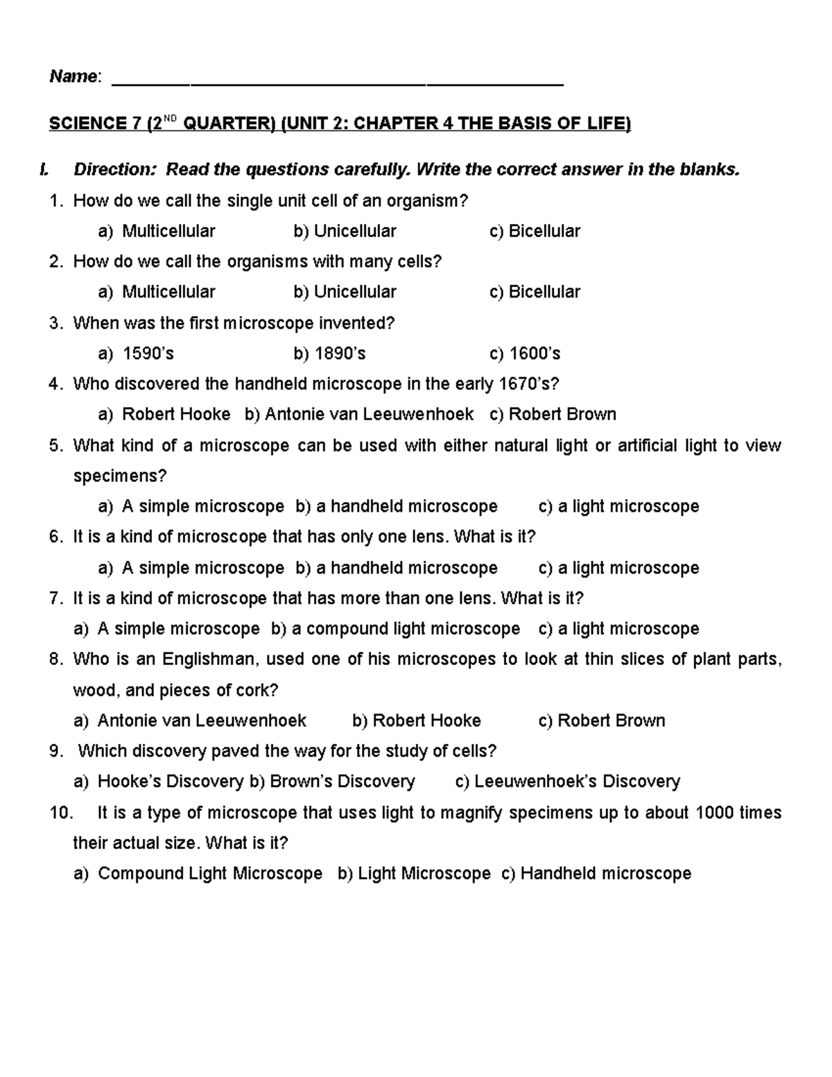 SCIENCE 7 (2ND QUARTER) - UNIT 2: CHAPTER 4 STUDY NOTES - Studocu