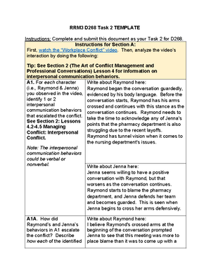 D268 task 2 introduction to communication - RRM3 D268 Task 2 TEMPLATE ...