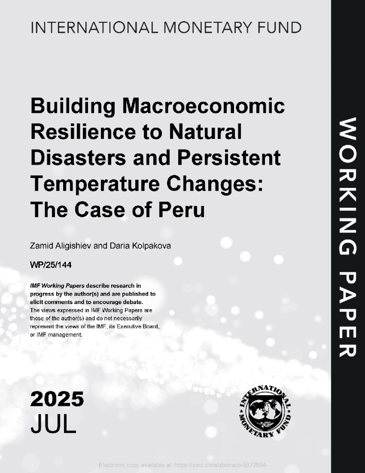 IMF Working Paper WHD: Building Macroeconomic Resilience in Peru - Studocu