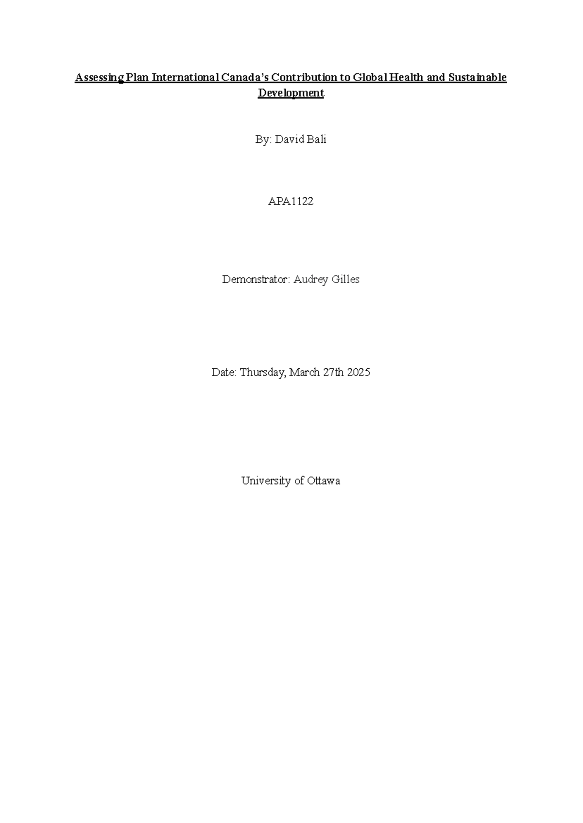 NGO Analysis: Plan International Canada & Global Health Contribution ...