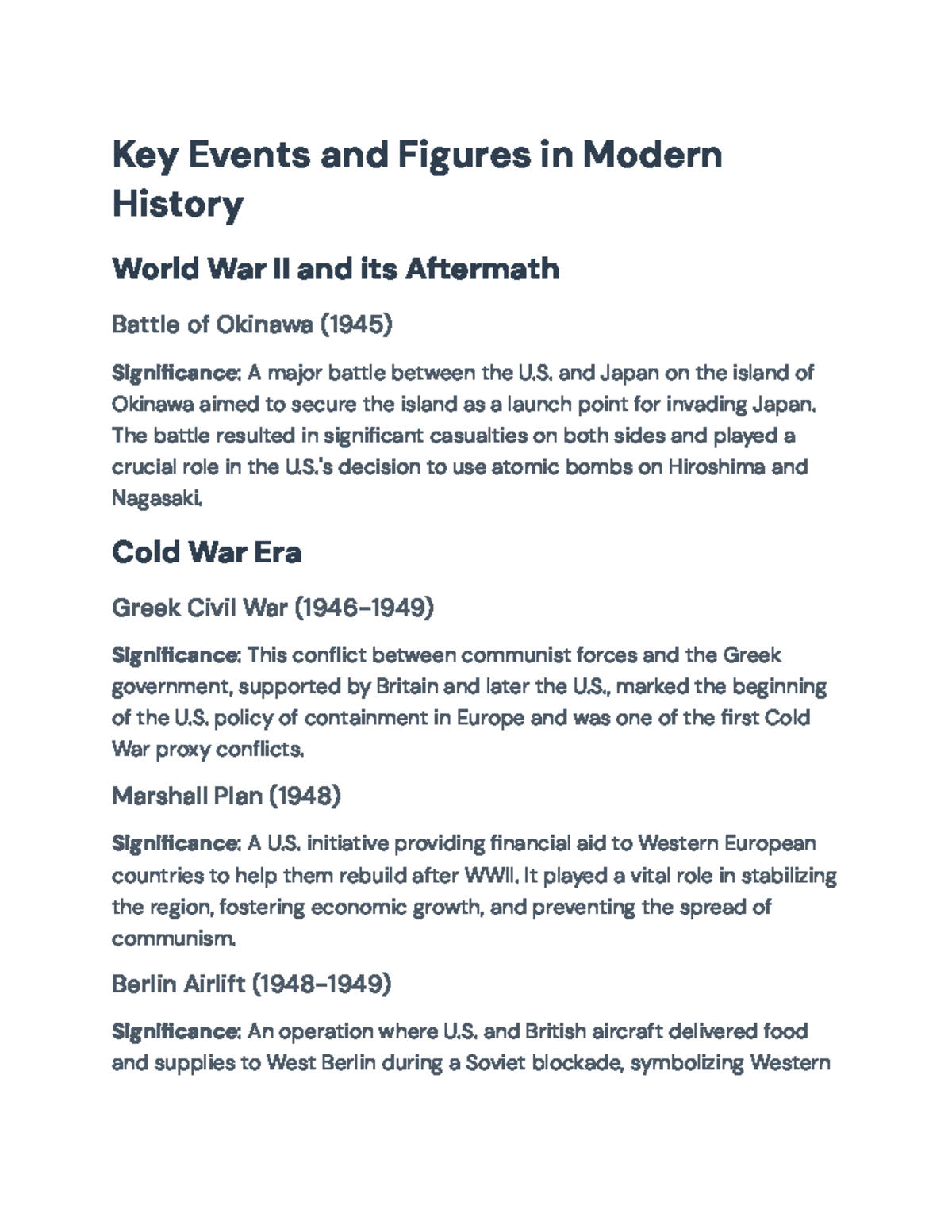 Key Events and Figures in 20th Century History: Civil Rights & Cold War ...