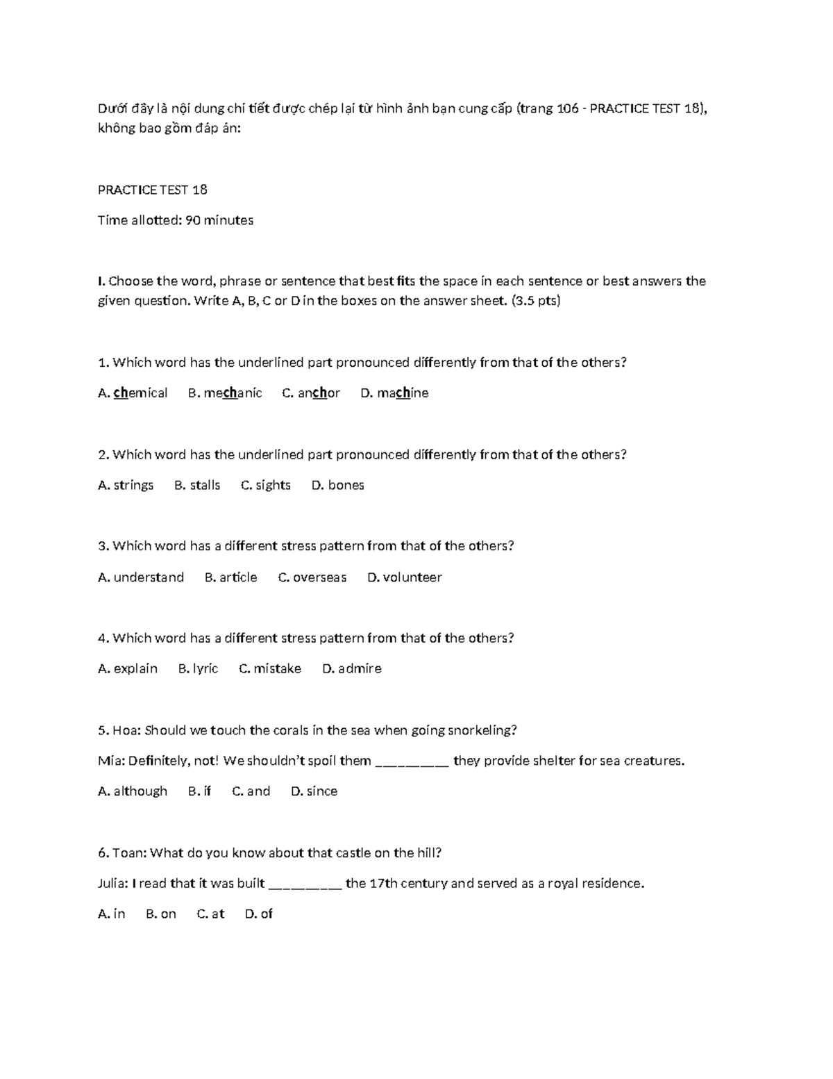 TEST 18 - Practice Test for English Language Skills - Studocu