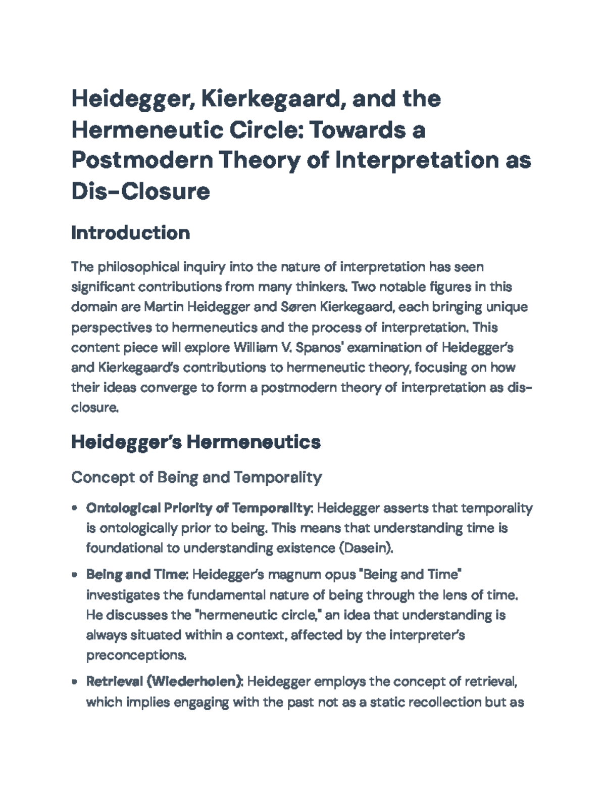 Heidegger and Kierkegaard: A Postmodern Hermeneutic Circle Analysis ...