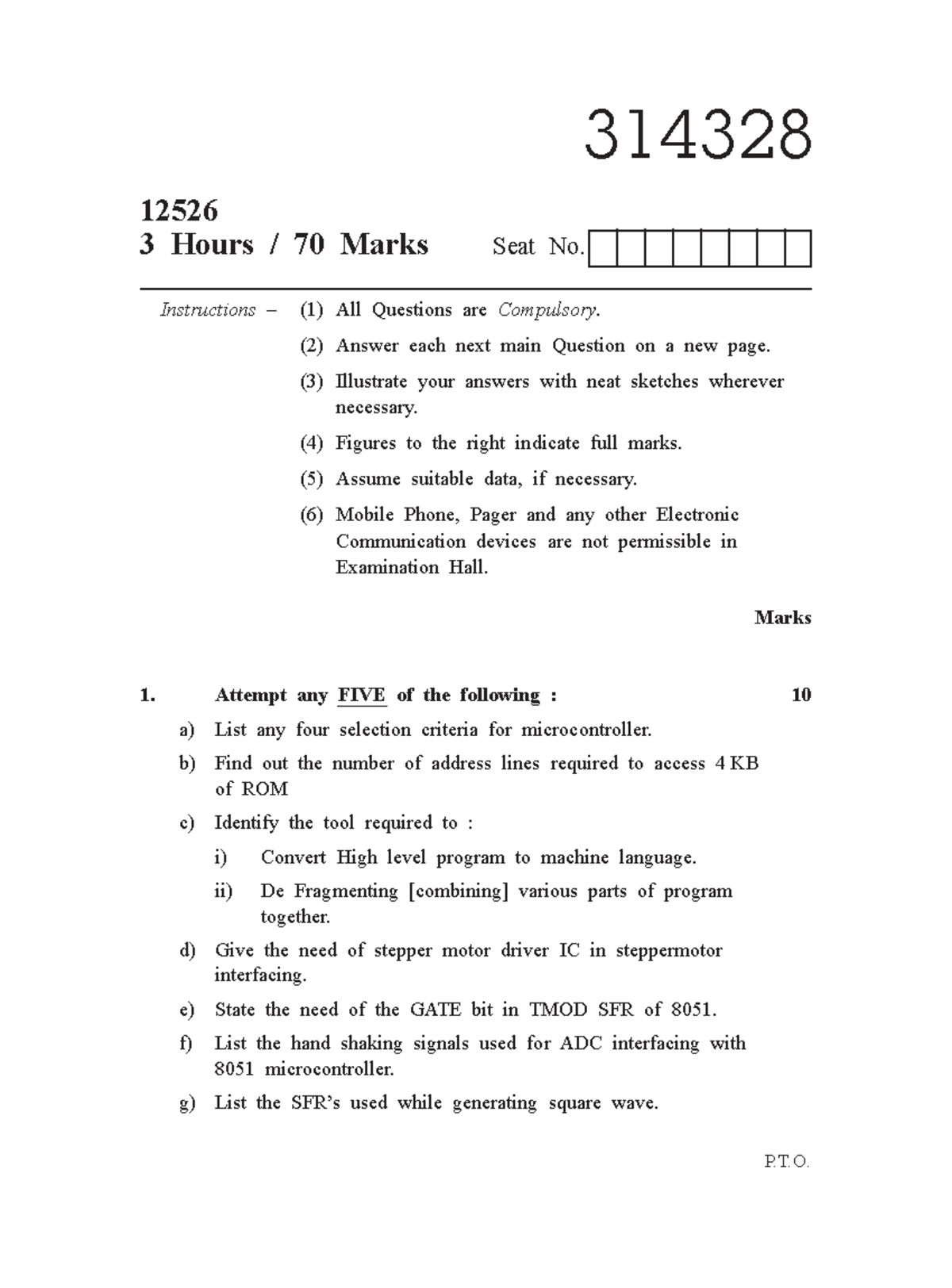 314328 2025 Winter Exam: Microcontroller Question Paper - Studocu