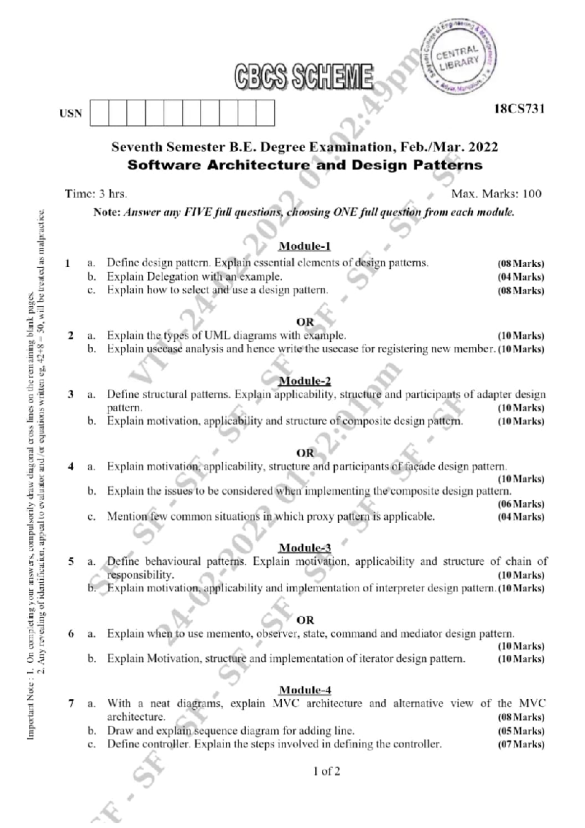 18CS741 Previous Year Paper: Software Architecture & Design Patterns ...