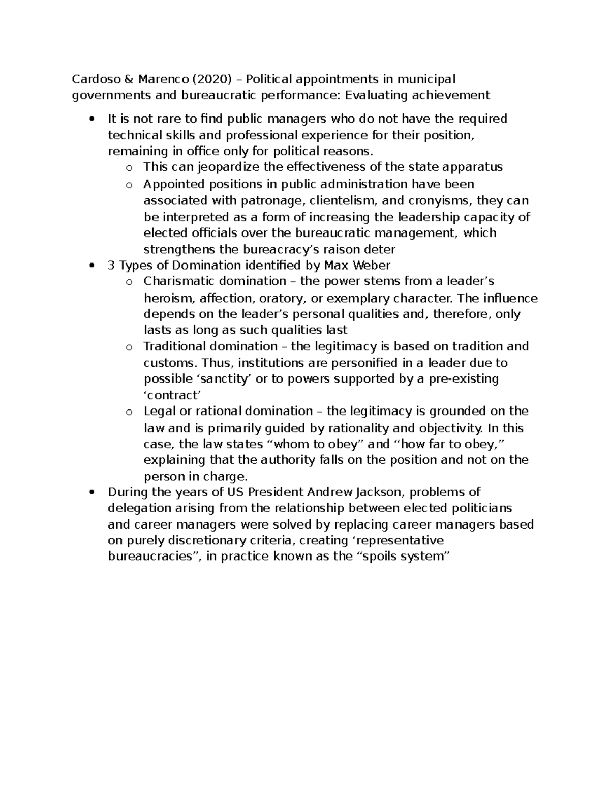 Political appointments and bureaucratic performance: A critical ...