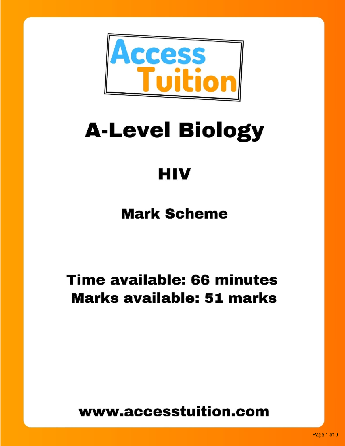 HIV-MS - Mark Schemes for HIV Exam Questions - Studocu