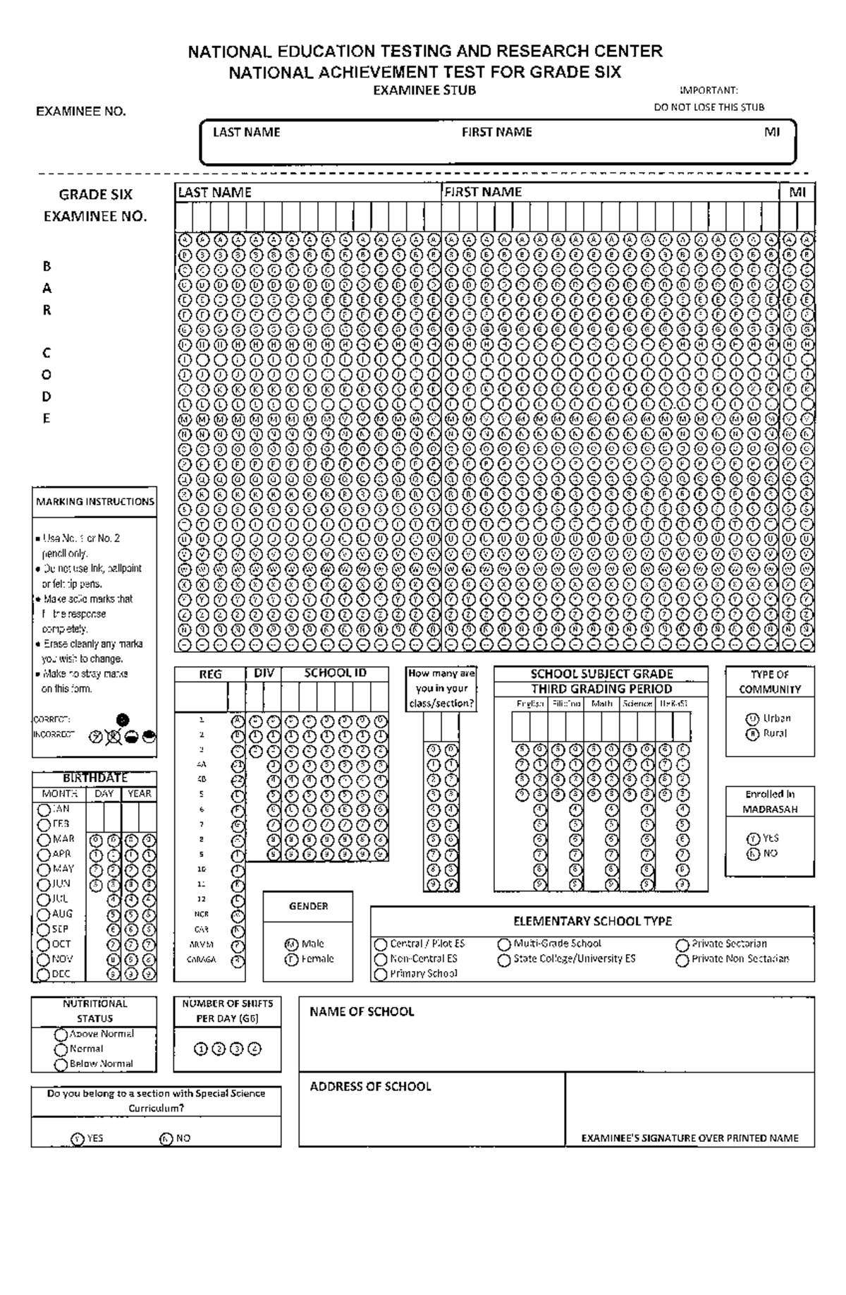 NAT Grade 6 Sample Exam Questions and Answers - Studocu