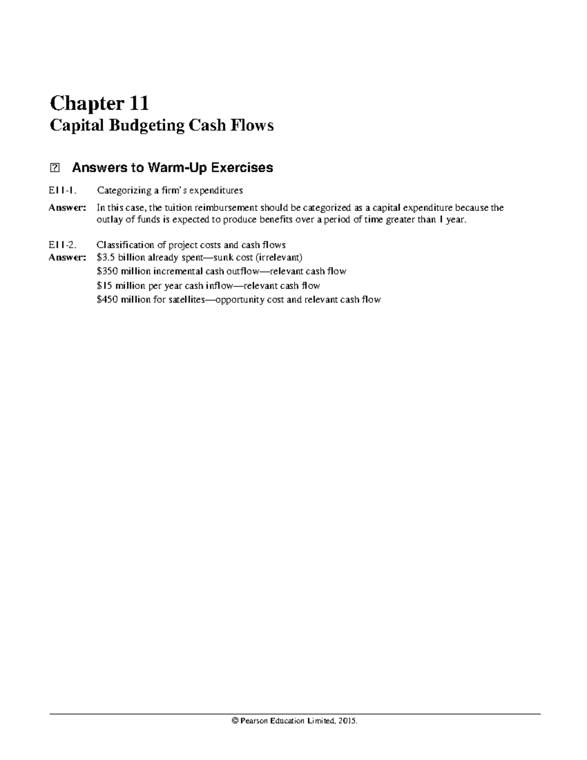 Chapter 11: Capital Budgeting Cash Flows Insights and Exercises - Studocu