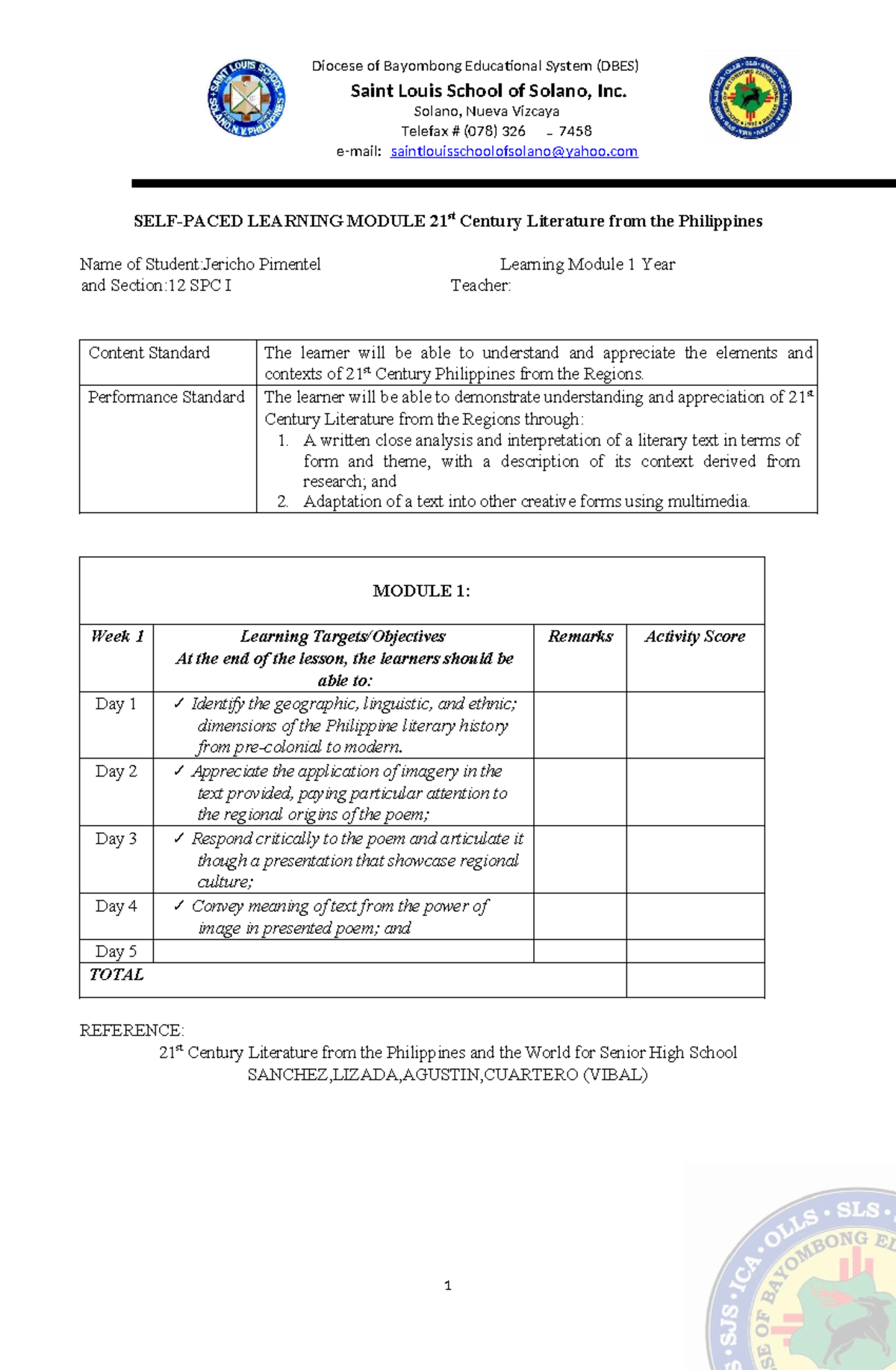 21st Century Module 1st Q - SELF-PACED LEARNING MODULE 21st Century ...