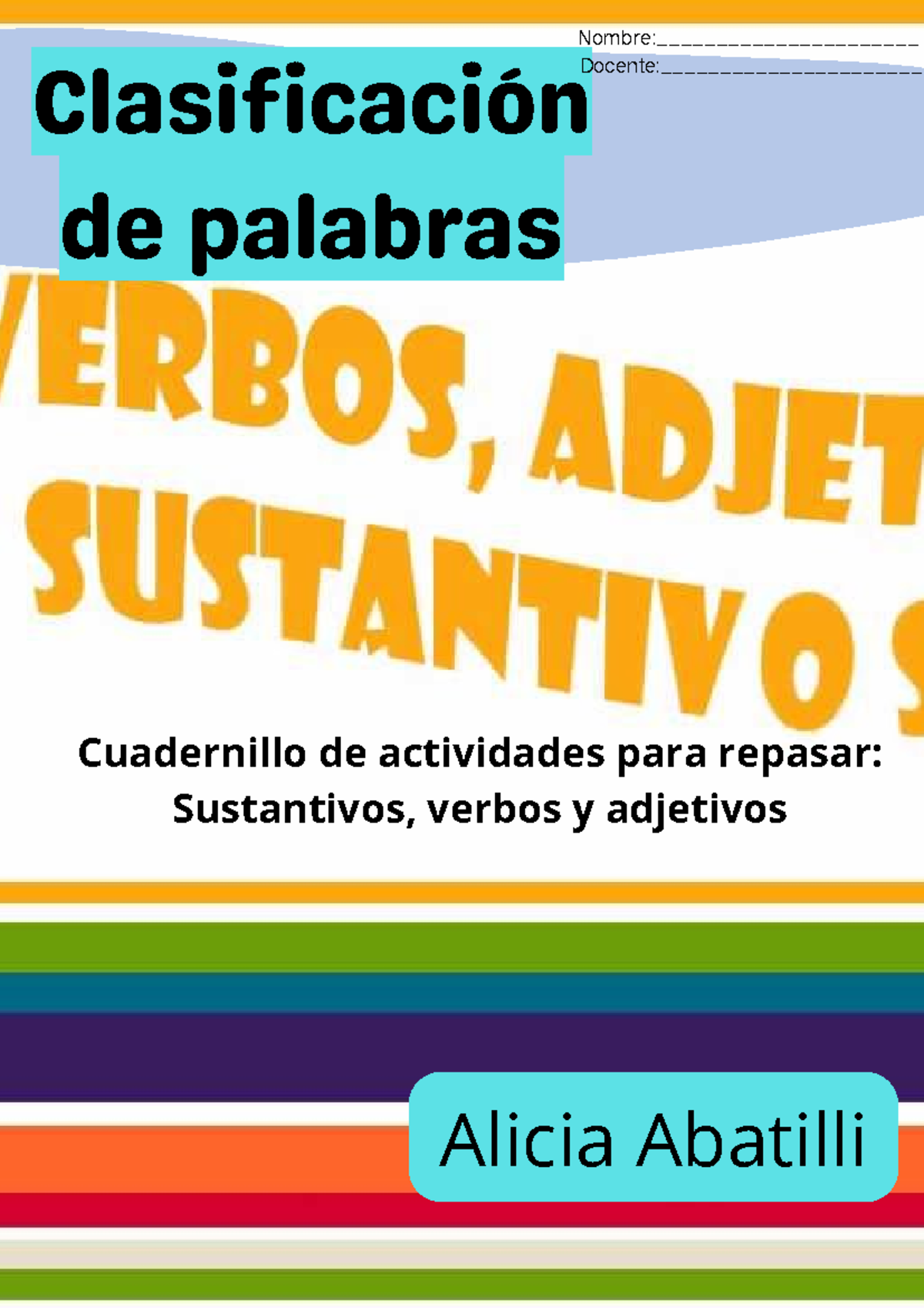Cuadernillo Actividades para Repasar Sustantivos, Verbos y Adjetivos ...