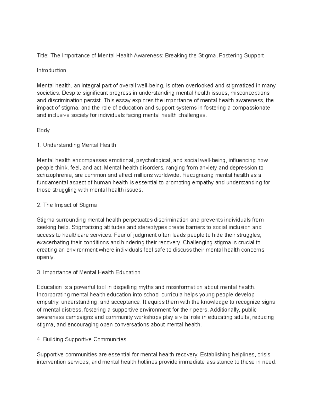 Mental Health Awareness: Breaking Stigma and Building Support Systems ...