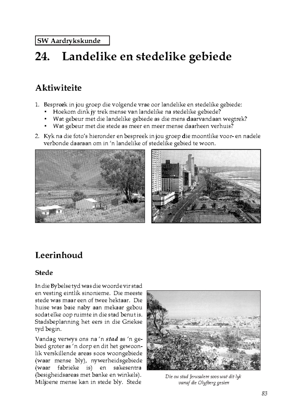 Sosiale Wetenskappe Gr 6 - Les 24: Landelike vs Stedelike Gebiede - Studocu