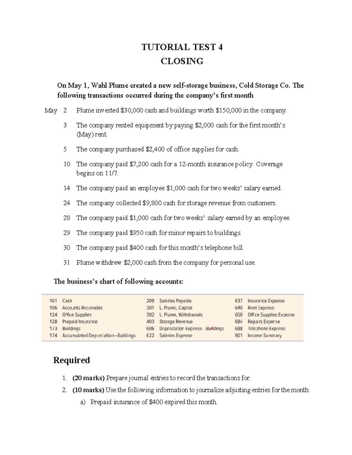 TT04 Closing - Tutorial Test on Business Transactions for May - Studocu