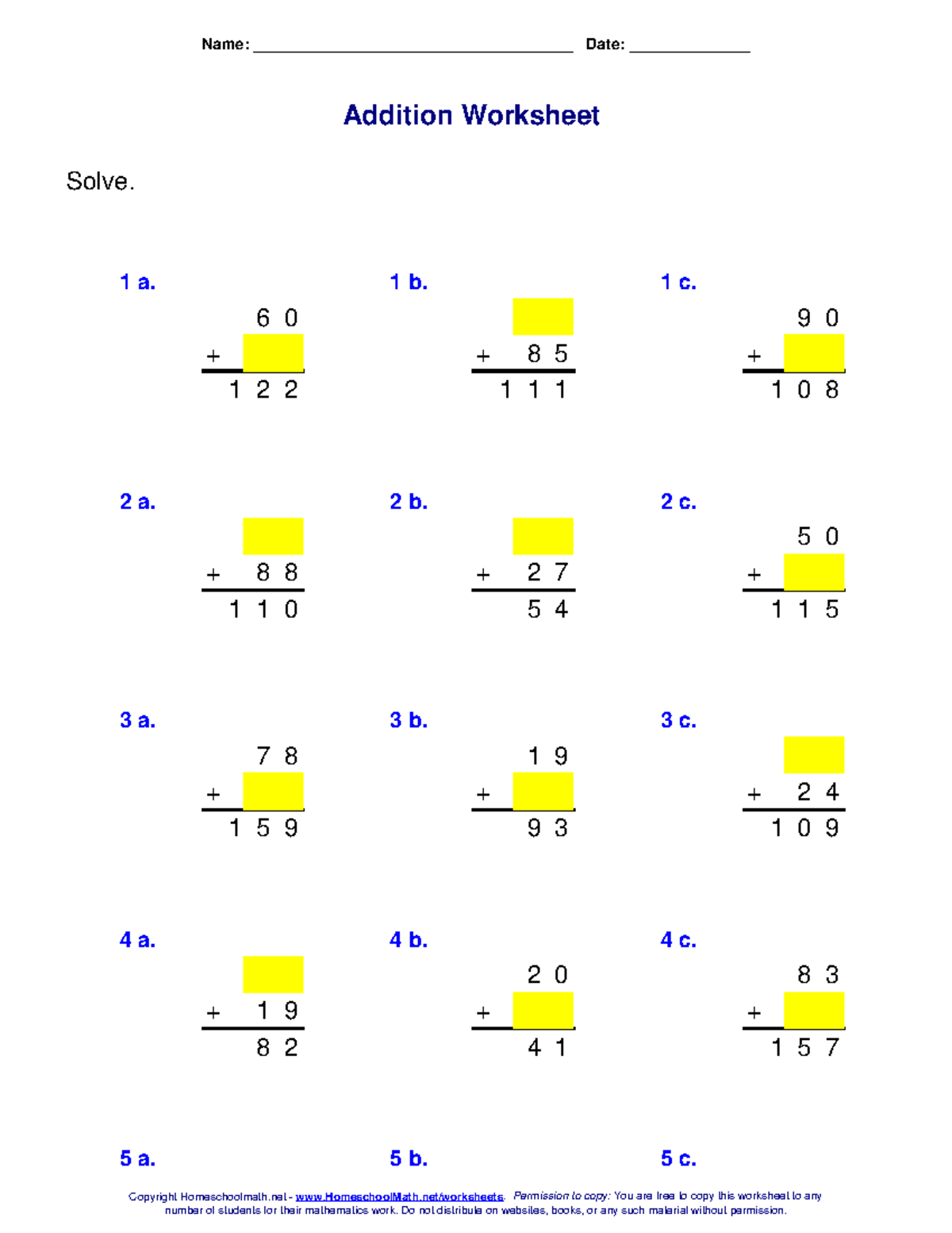 Addition Worksheet 9 - 101: Solve and Practice - Studocu