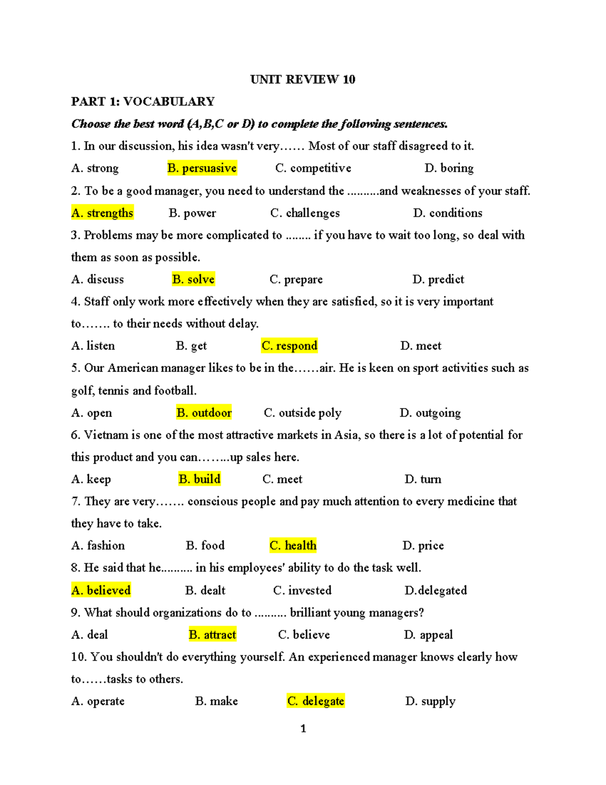 UNIT Review 10-S: Vocabulary & Grammar Exercises with Quiet Quitting ...