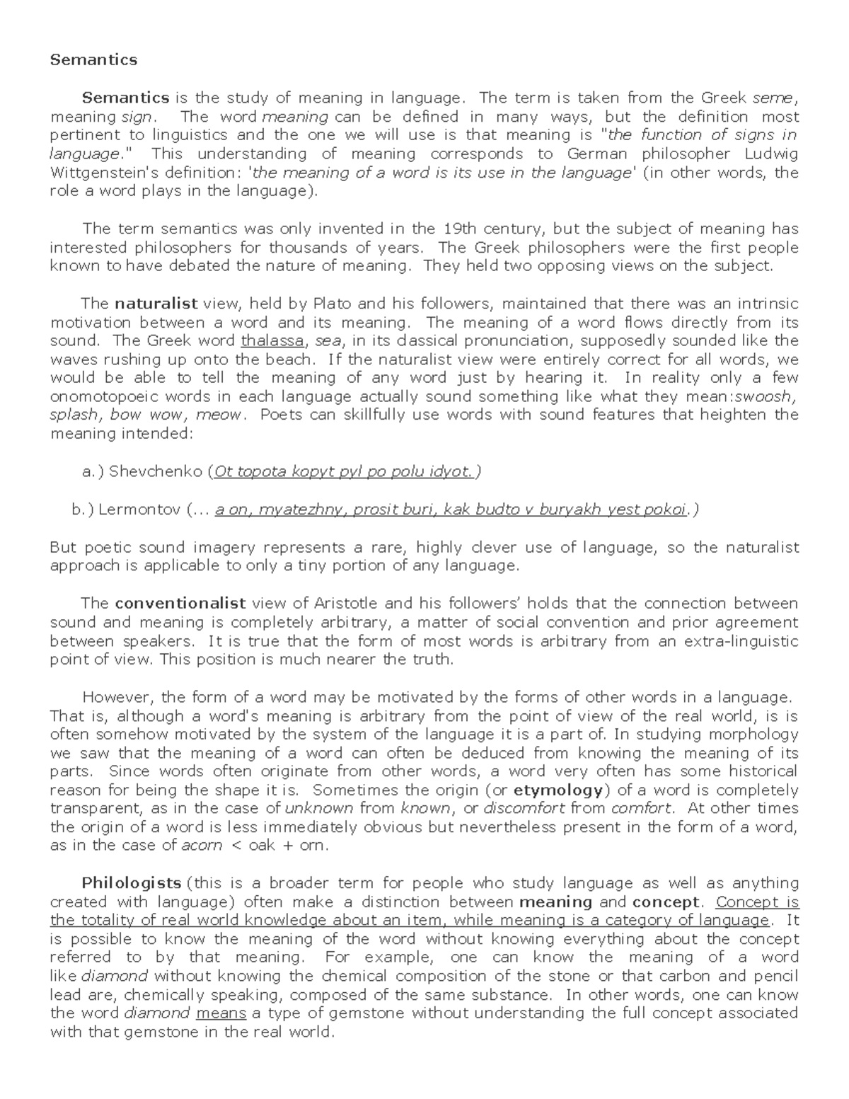 Semantics - Notes - Semantics Semantics is the study of meaning in ...
