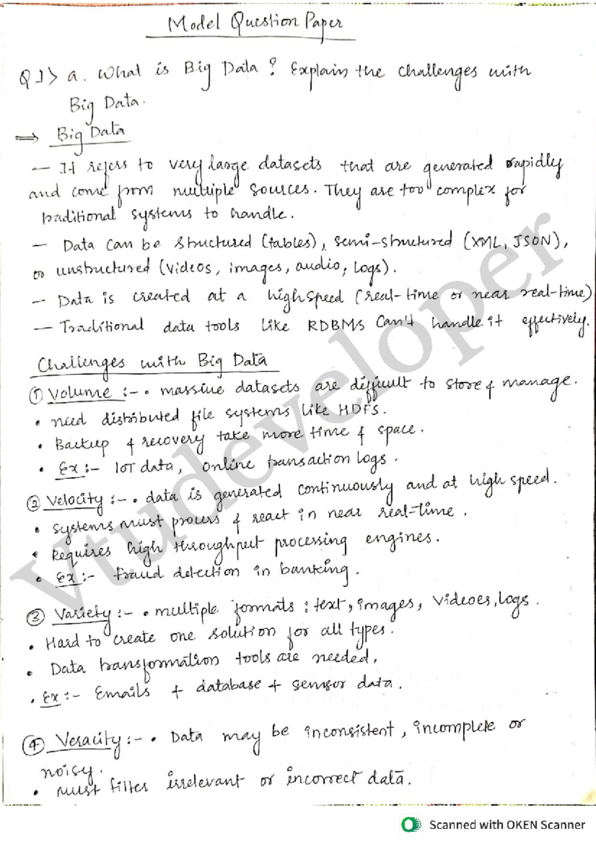 BDA 23823 Model Question Paper: Big Data Concepts & Challenges - Studocu