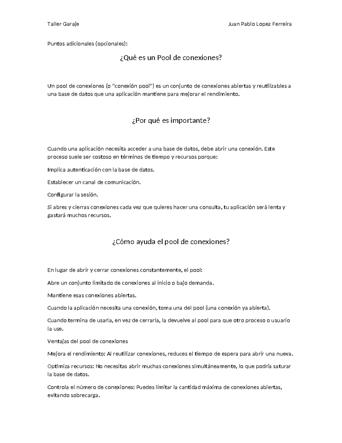 Taller Garaje Juan Pablo Lopez Ferreira: Pool de Conexiones en Java JSP ...