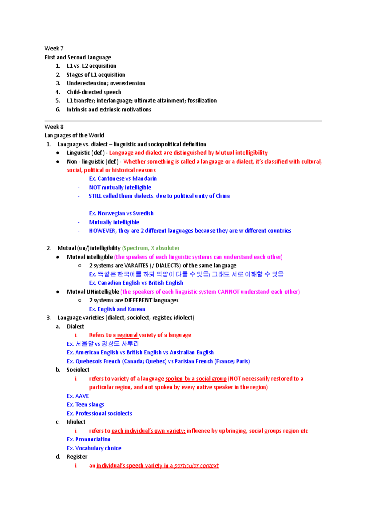 LING 100 - Midterm Exam: Language Acquisition & Sociolinguistics - Studocu