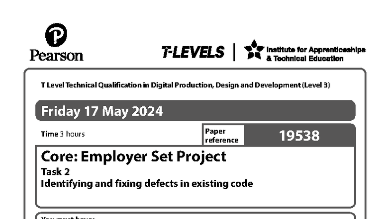 W76695 T Level Core Digital ESP 19538 Task 2: Code Defect Fixing Guide ...