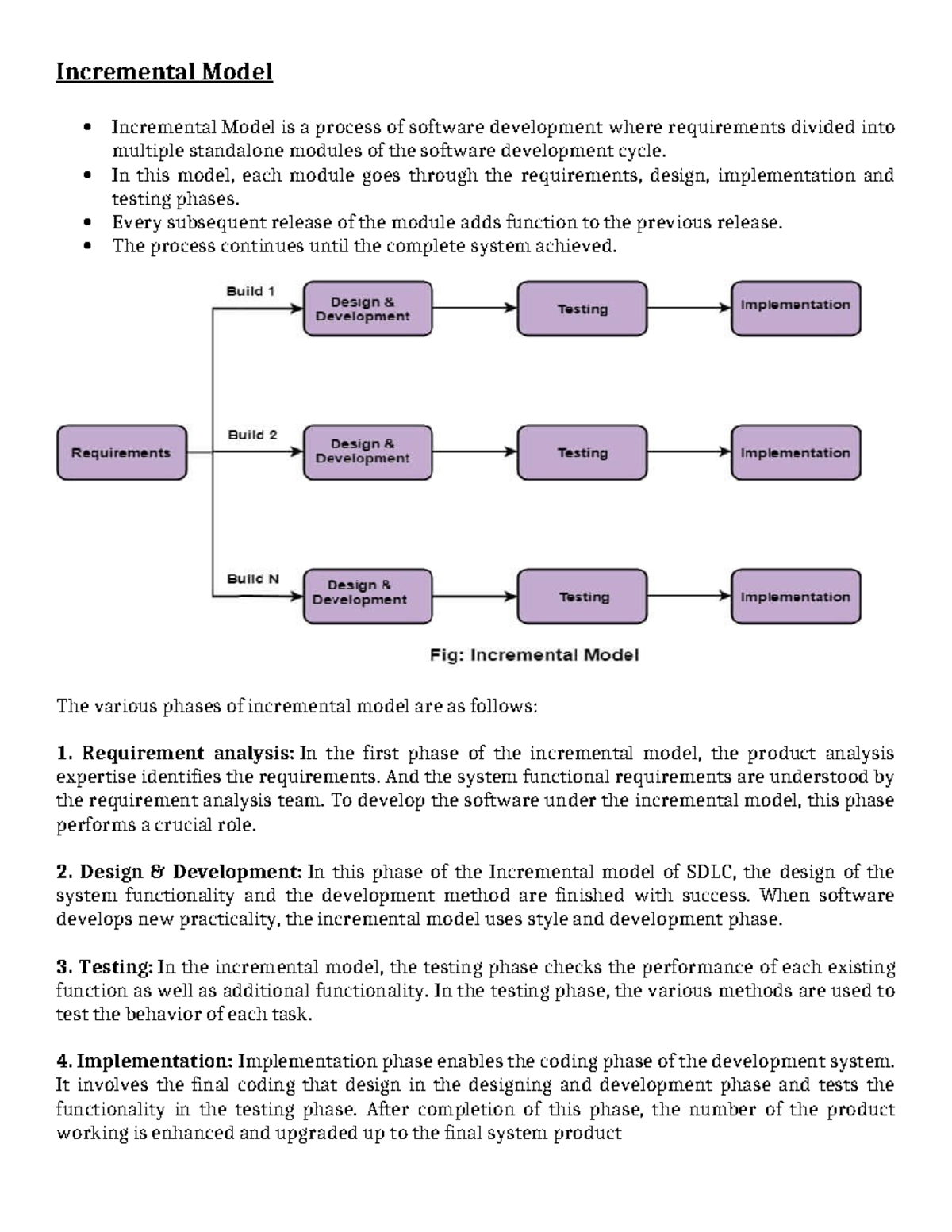 Incremental Model in Software Development: Phases & Process - Studocu