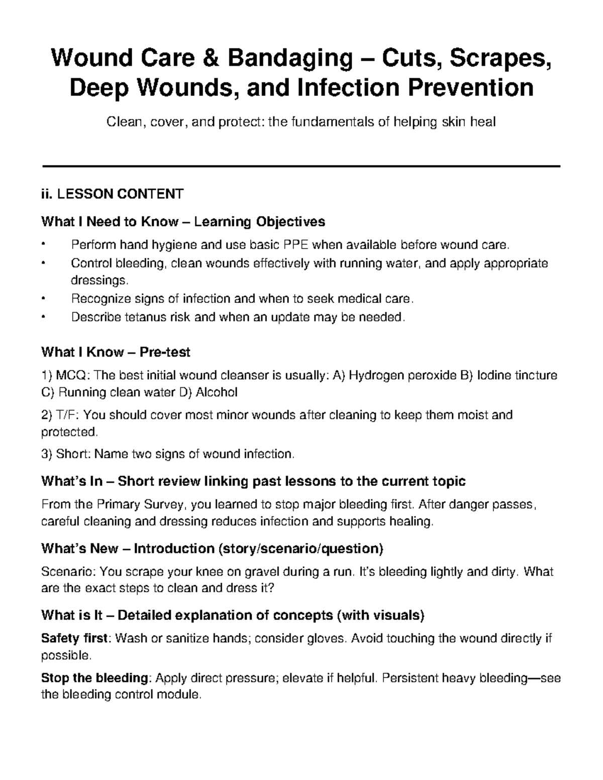 Module 04: Wound Care & Bandaging - Cuts, Scrapes, and Infection ...