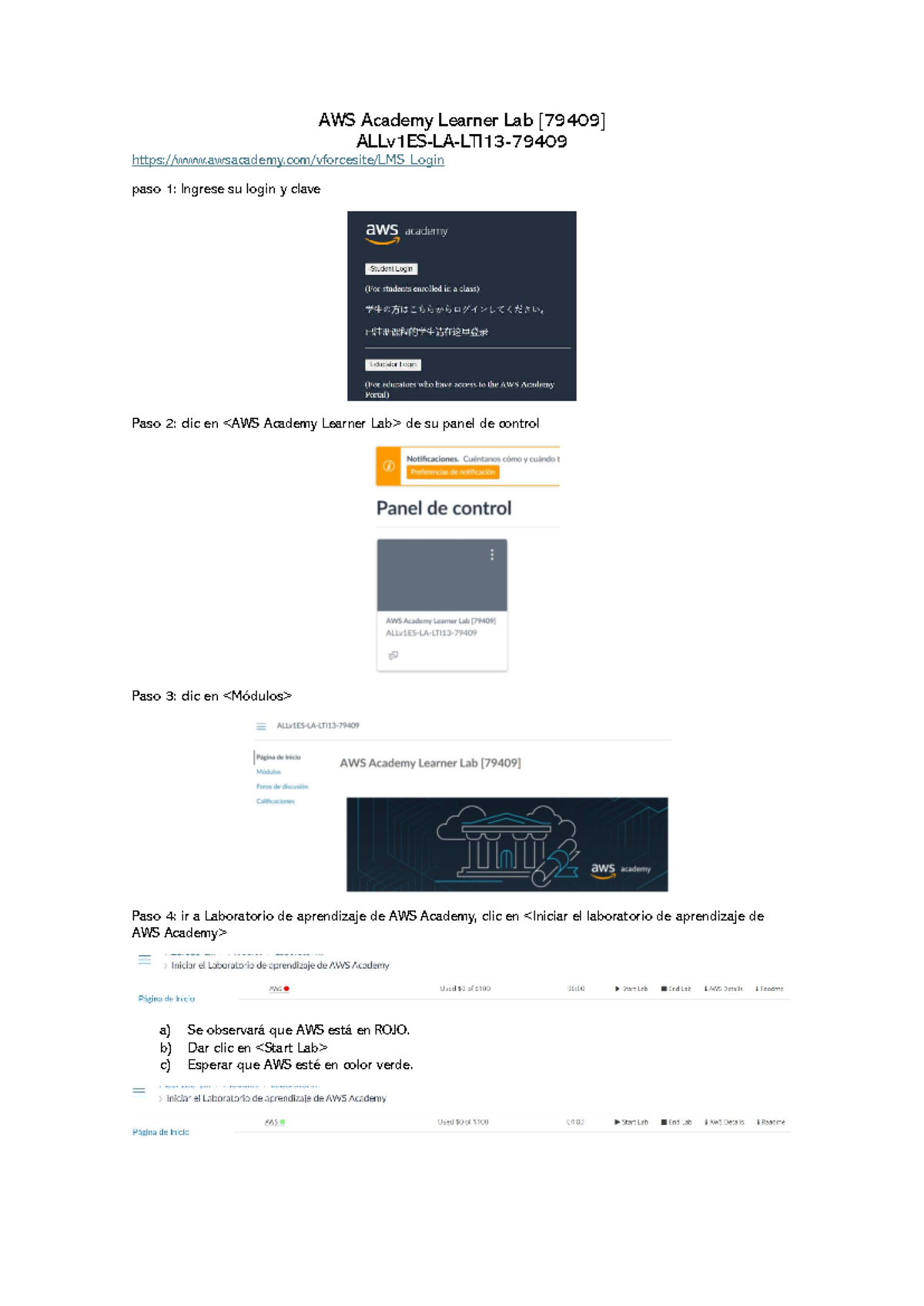 AWS Academy Learner Lab: Guía Paso a Paso para Crear Instancia EC2 - Studocu