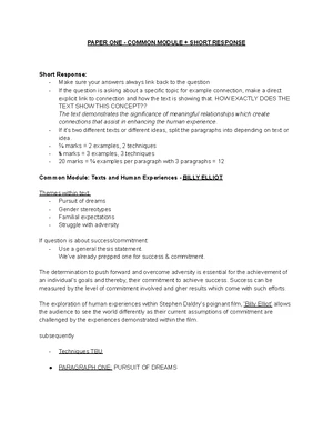 English HSC Notes - ENGLISH HSC NOTES COMMON MODULE – BILLY ELLIOT ...