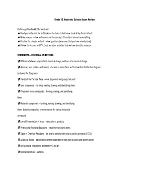 Science - Academic - Grade: 10 - High School - Canada - Studocu