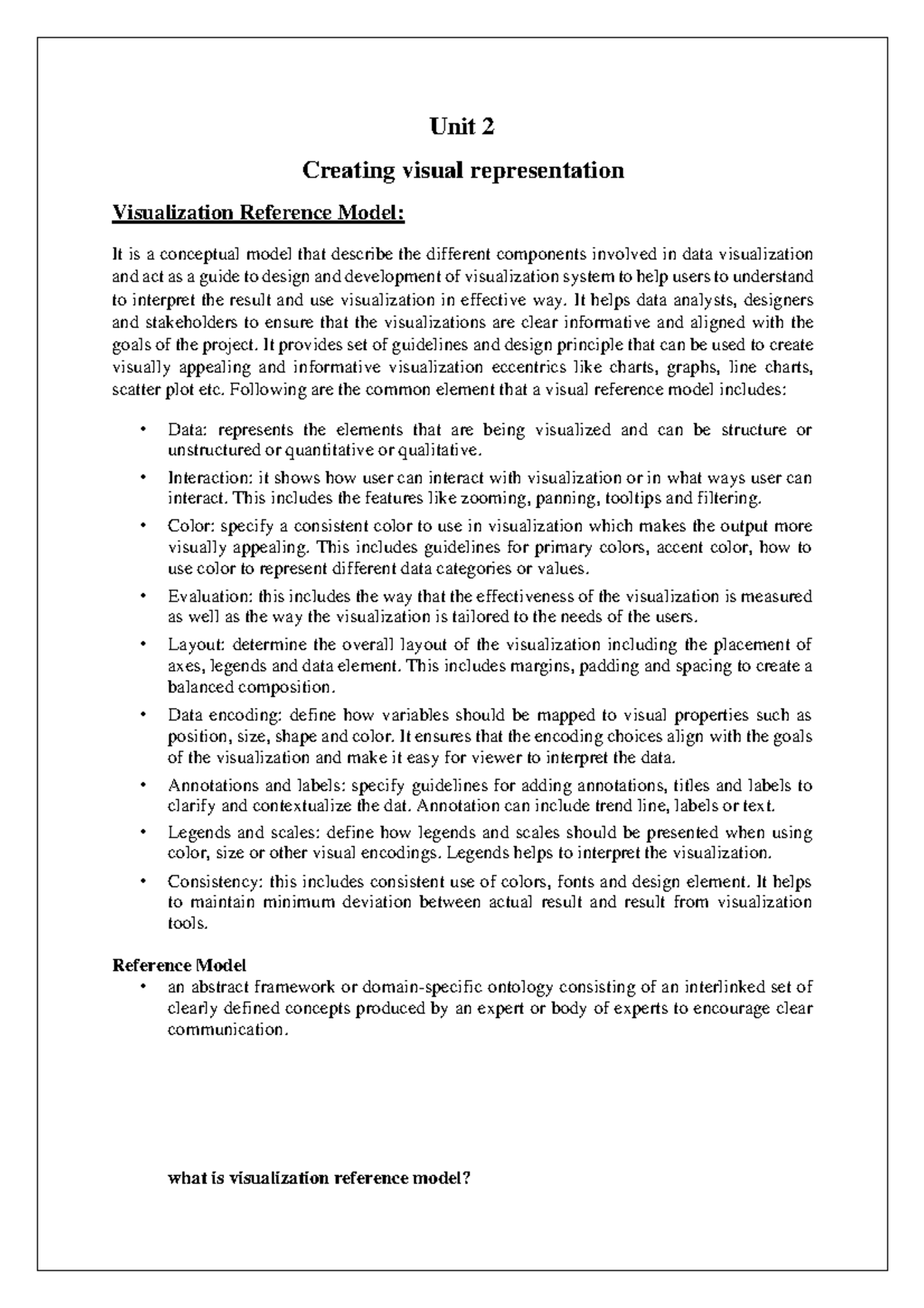 Data Analysis Visualization: Unit 02 Reference Model and Guidelines - Studocu