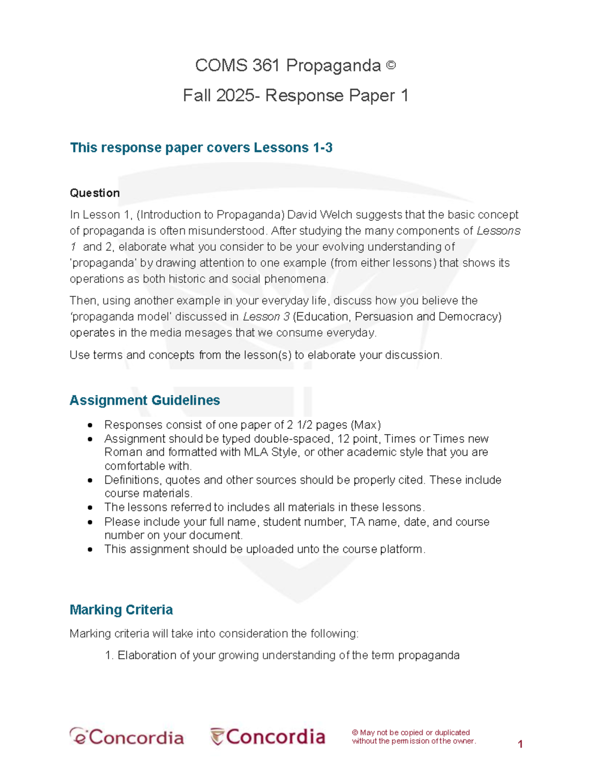 COMS 361 Fall Response Paper on Propaganda and Media Influence - Studocu