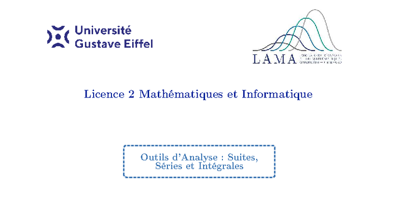 Séries et Intégrales : Cours de Mathématiques MI 2024 - Studocu