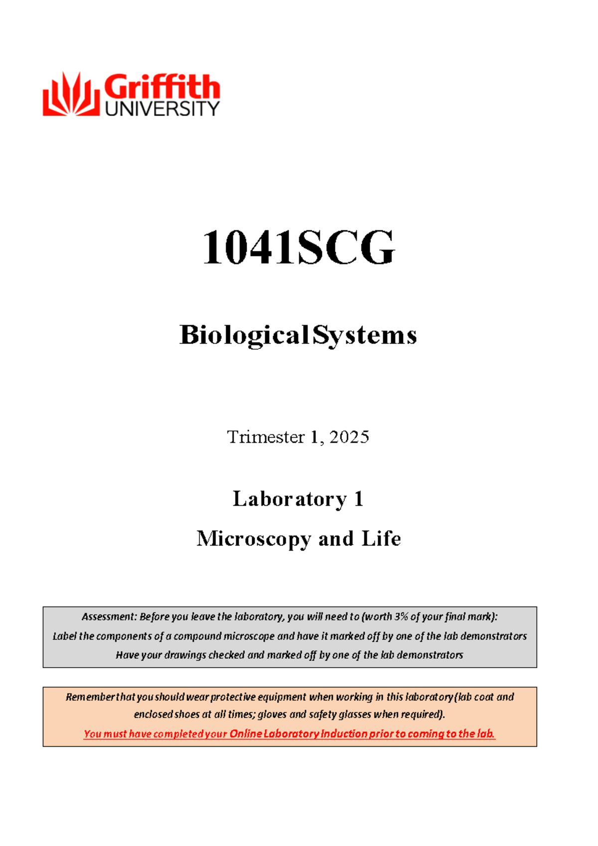 1041SCG Lab 1: Microscopy and Life Practical Guide T1 2025 - Studocu