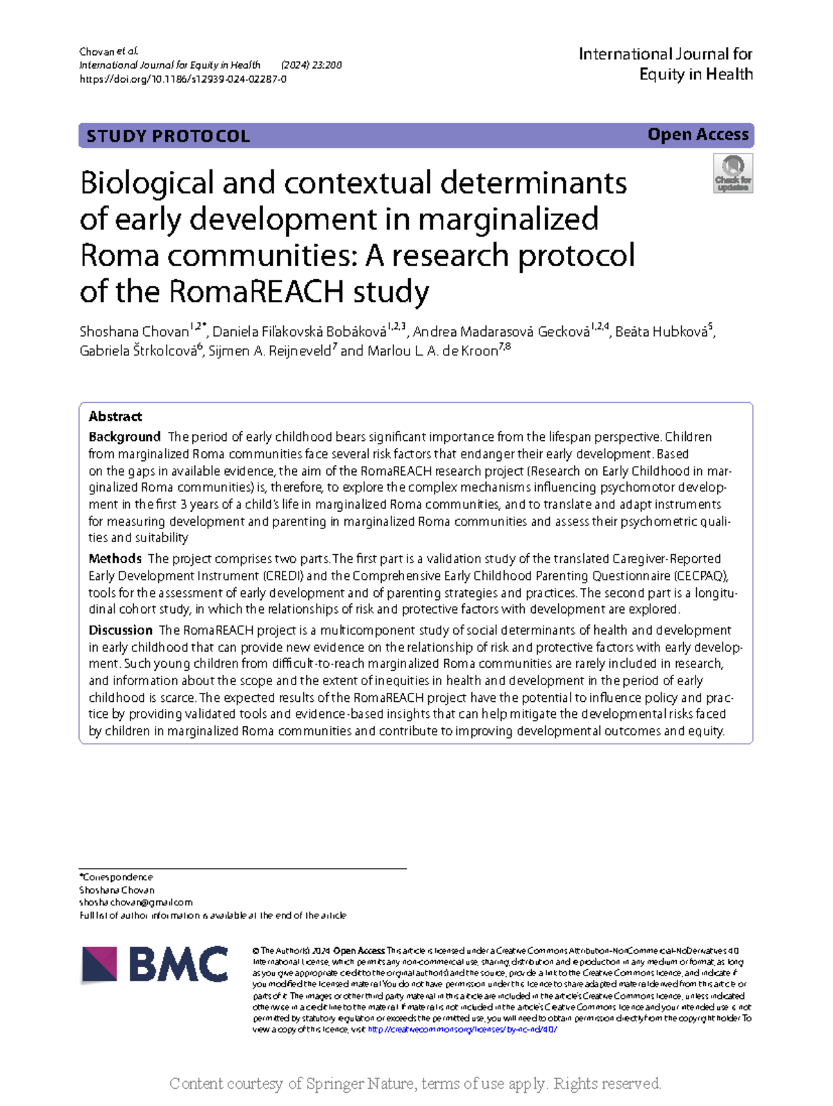 Biological and Contextual Factors in Early Development: RomaREACH Study ...