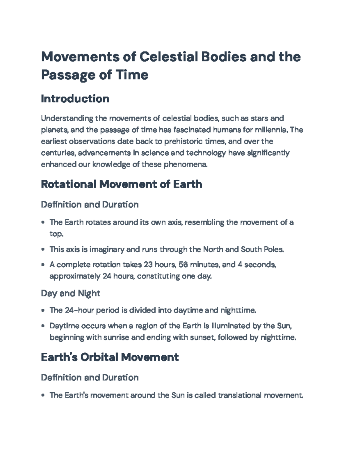 Understanding Celestial Movements and Timekeeping (ASTR 101 ...