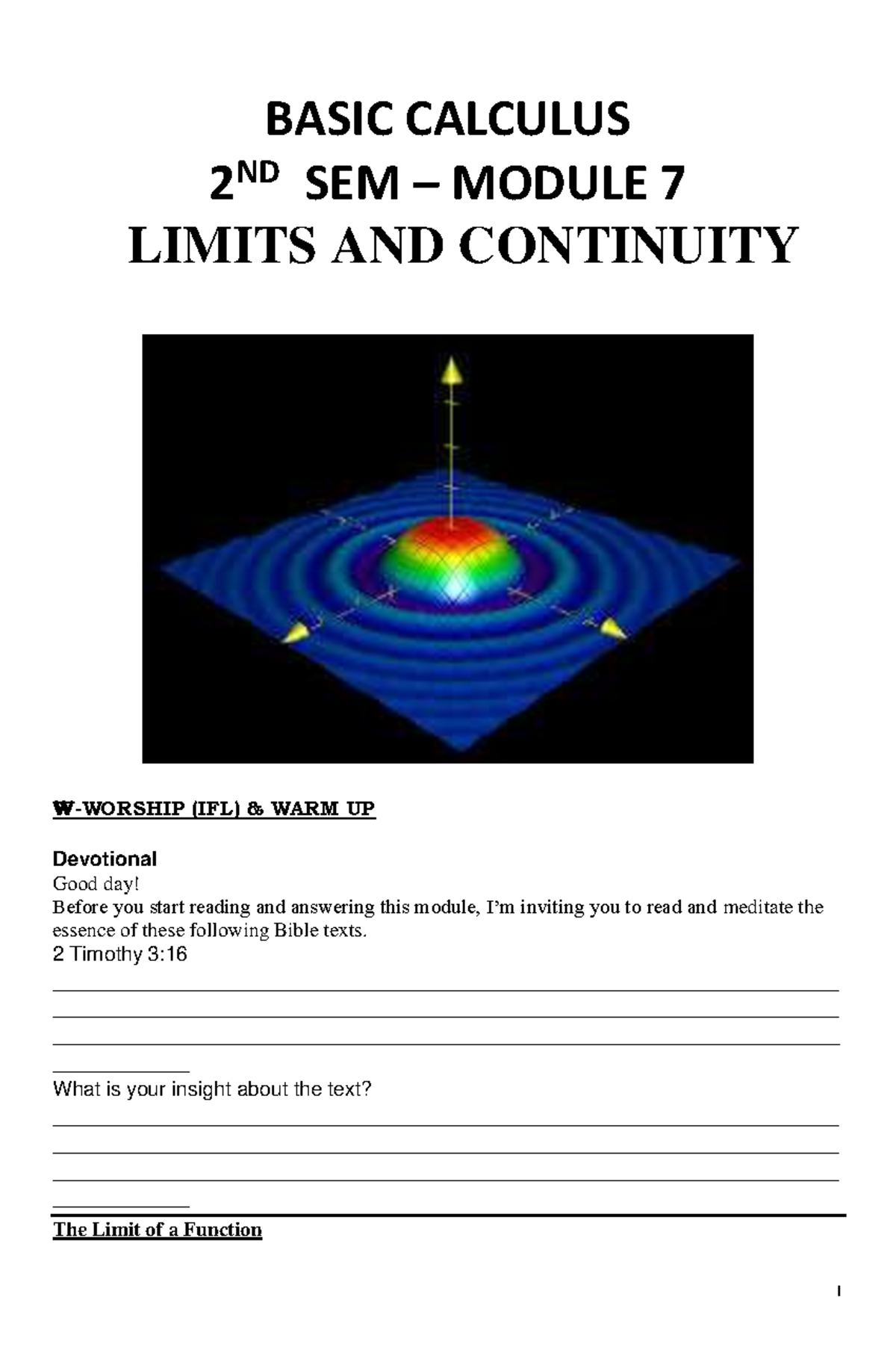 Precalculus Module 7: Limits and Continuity Summary Notes - Studocu