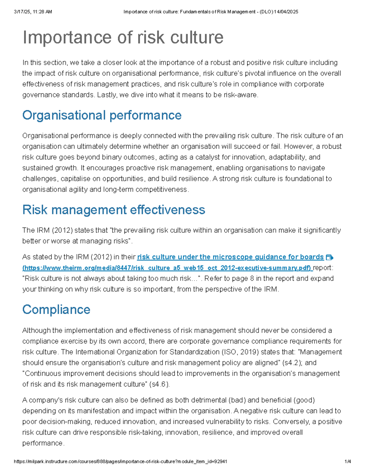 Importance of Risk Culture in Risk Management (DLO) - 14/04/2025 ...