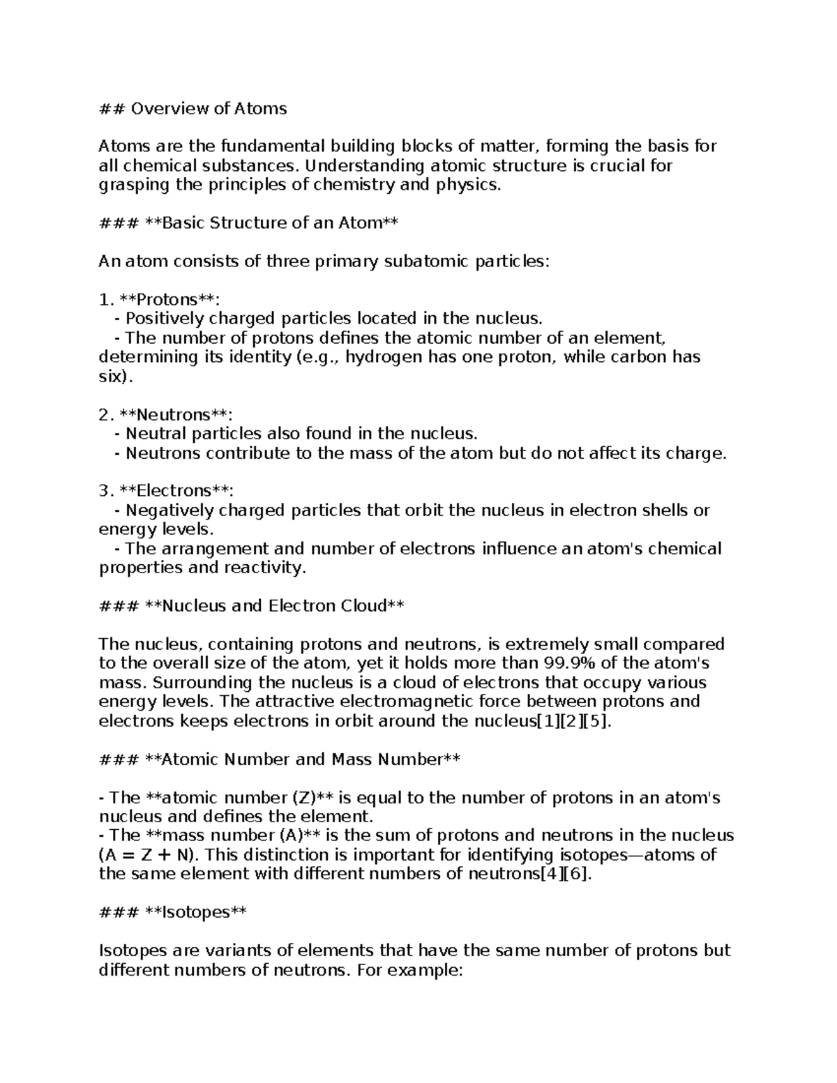 Overview of Atoms - Science is life - Overview of Atoms Atoms are the ...