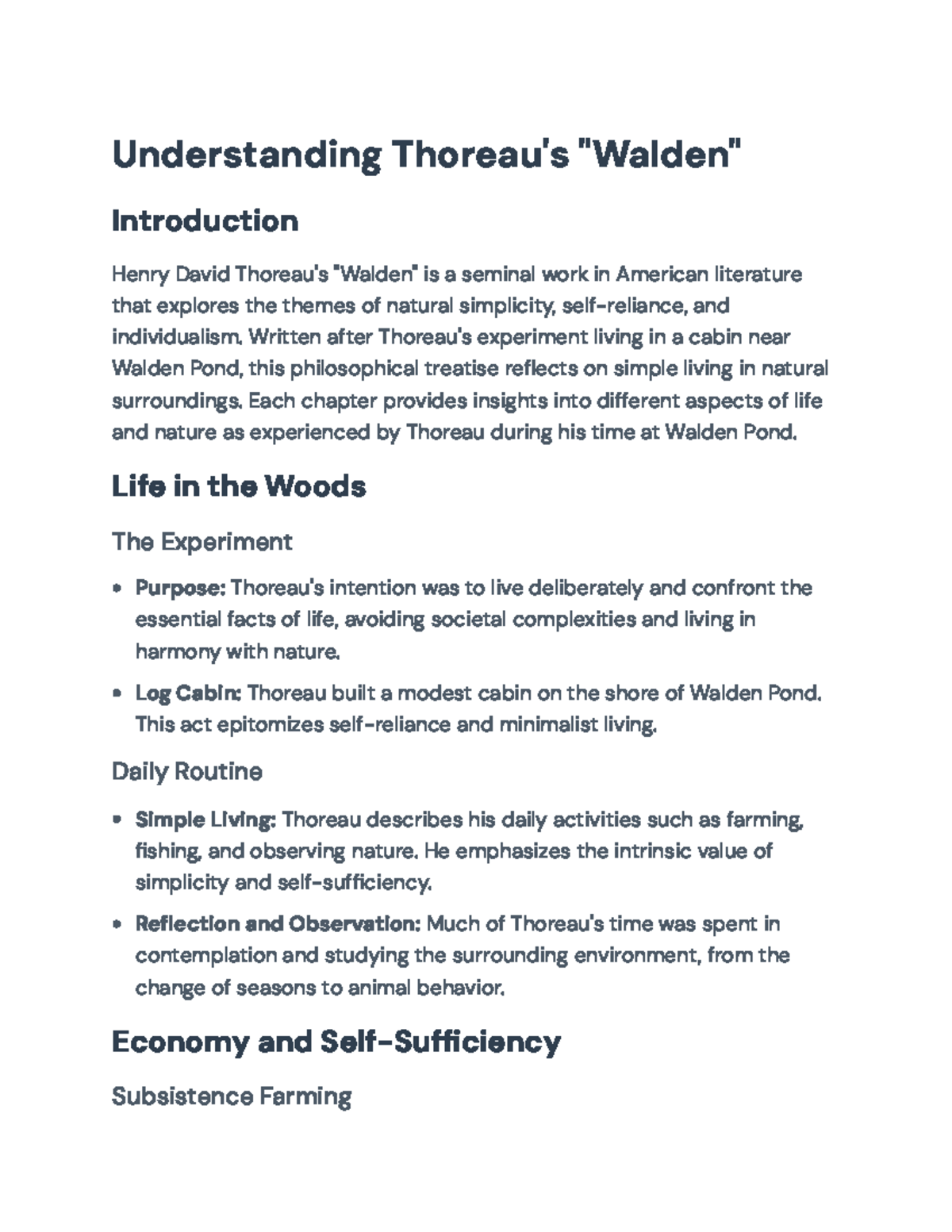 A Comprehensive Analysis of Thoreau's "Walden" - Themes & Philosophy ...