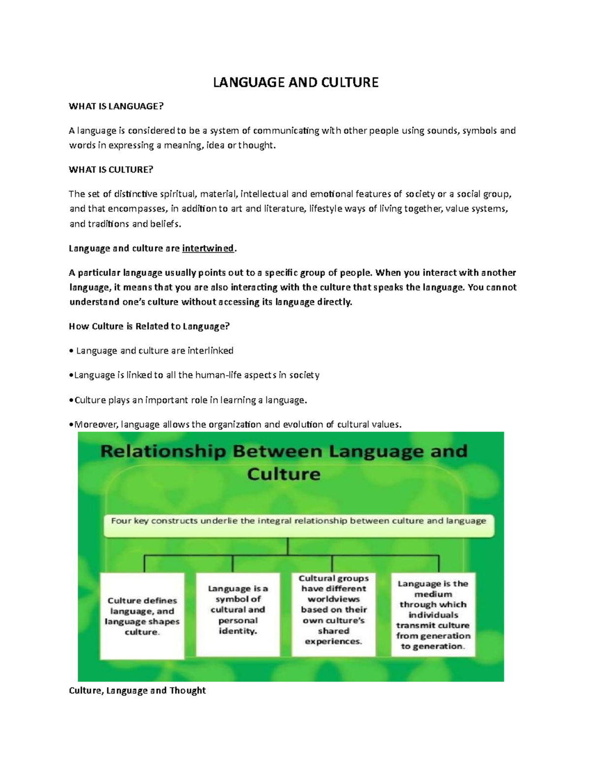 MTB - This lecture notes explains how culture is related to language ...