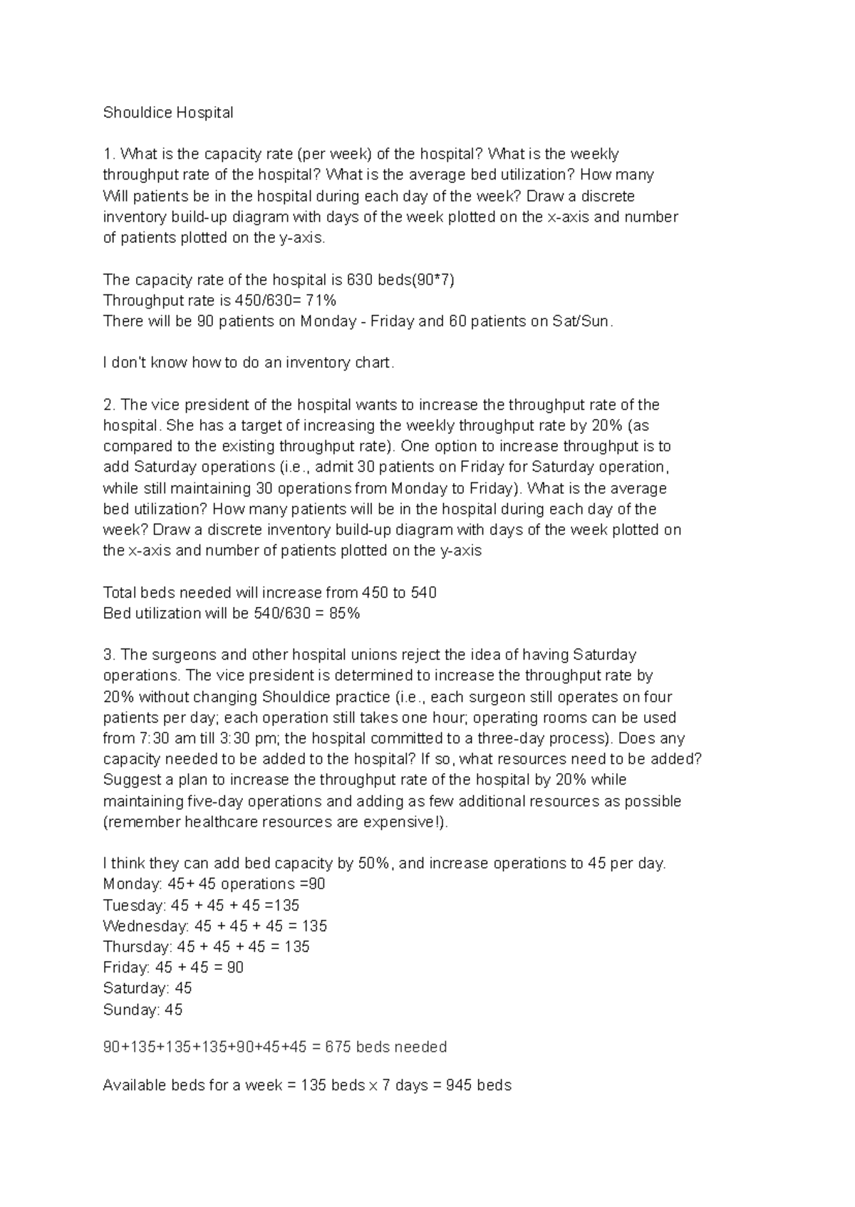 COMM 204 - Analysis of Capacity and Throughput at Shouldice Hospital ...