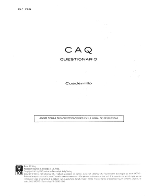 Manual del Cuestionario de Análisis Clínico - CAQ (Edición 6) - Studocu